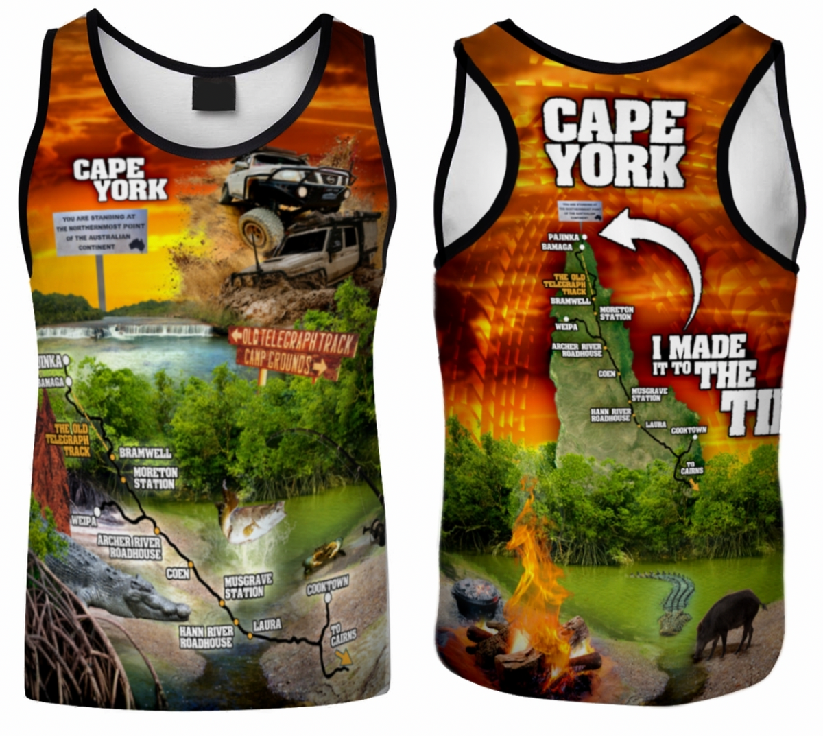 Epic 4WD Orange Sublimated Singlet – The Croc Tent Cape York