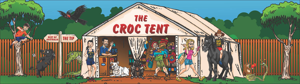 Croc Tent Sticker 195mm x 55mm – The Croc Tent Cape York