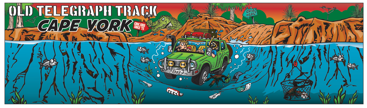 Old tele track cartoon sticker 195mm x 55mm – The Croc Tent Cape York